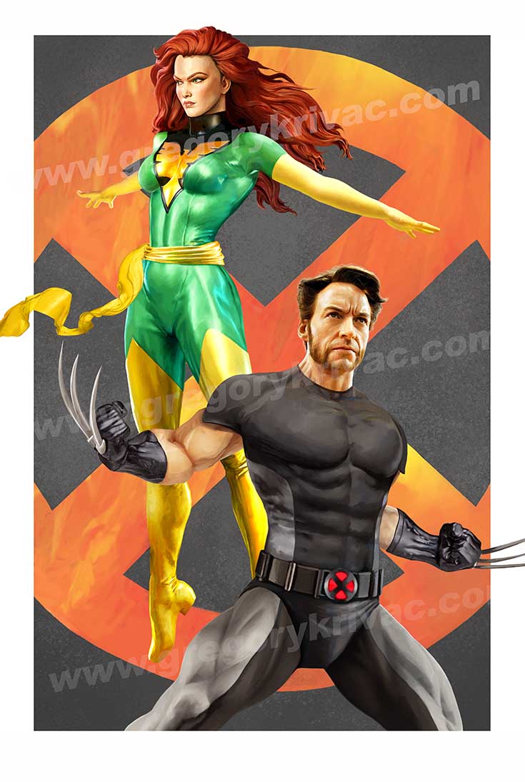 Team-up -The Wolverine and Phoenix – Gregory Krivac Art